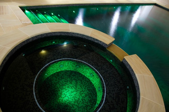 Spa and swimming pool with unique lighting - Modern - Swimming Pool ...