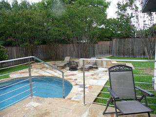 Stainless Steel Staircase to Pool - Contemporary - Pool - Dallas - by ...