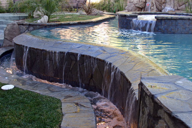 Stamped Concrete - Infinity Edge Pool - Traditional - Pool - Los ...