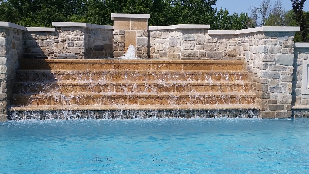 Stepped Stone Waterfall W/ Colored Led Fountain - Traditional - Pool ...