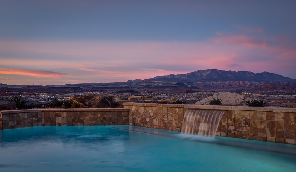 Stone Cliff Entry to 2014 Parade of Homes - Contemporary - Pool - Salt ...