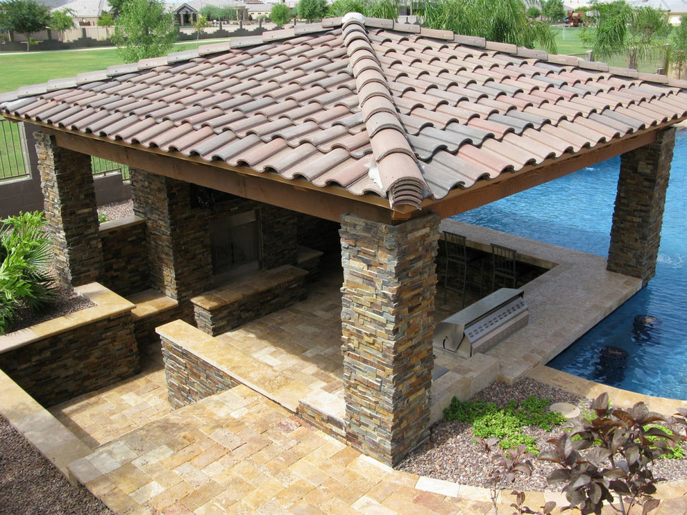 Stone Ledger Pool Cabana Project - Rustic - Pool - Dallas - by Seconds ...