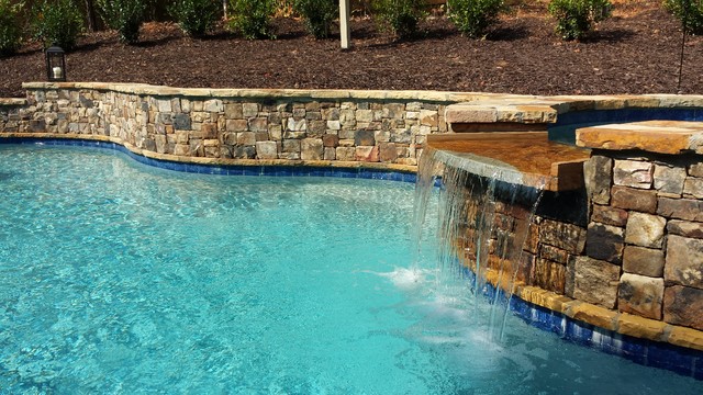Stone Stacked Free Form Pool - Contemporary - Swimming Pool & Hot Tub ...