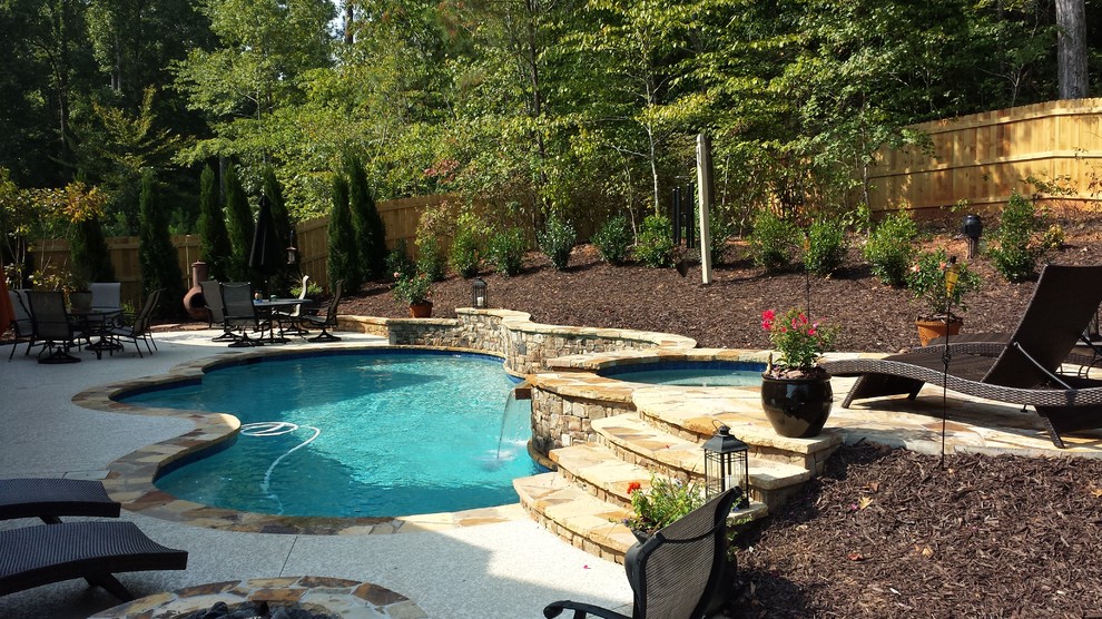 Stone Stacked Free Form Pool - Contemporary - Pool - Atlanta - by ...