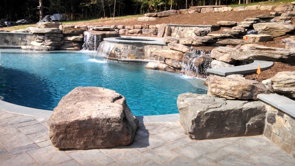 Stone Terrace Falls - Rustic - Pool - DC Metro - by Iris Design ...