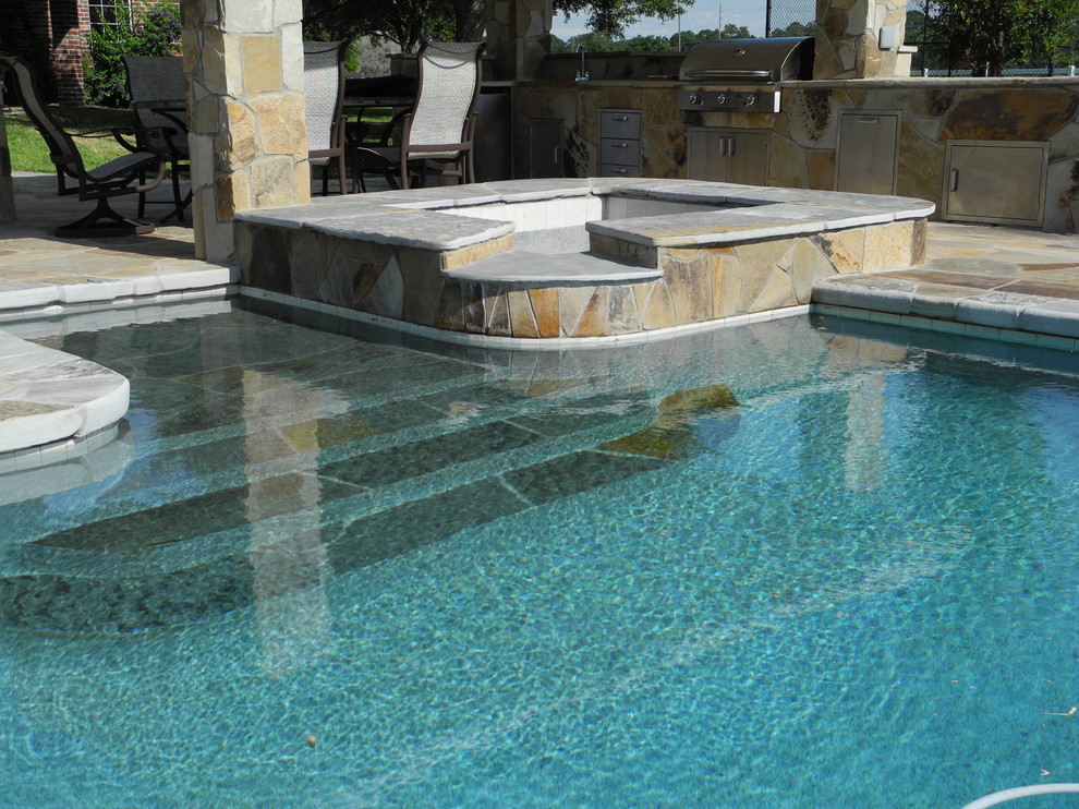 Stone Work - Traditional - Pool - Houston - by Bushmaster Landscape Inc ...