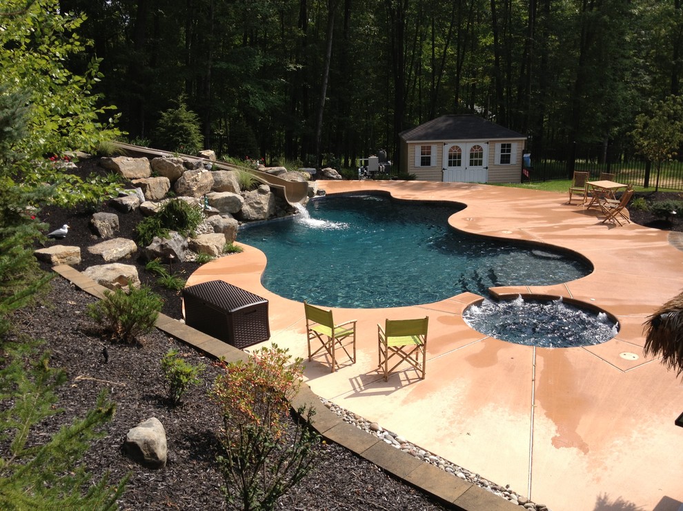 Stroud Township salt water pool with spa, sunshelf, slide, and ...