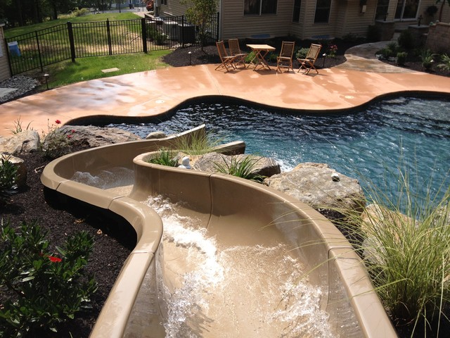 Stroud Township salt water pool with spa, sunshelf, slide, and ...