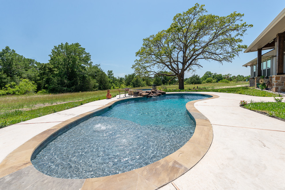 Sun shelf with Bubblers in Freeform Pool - Rustic - Pool - Other - by ...
