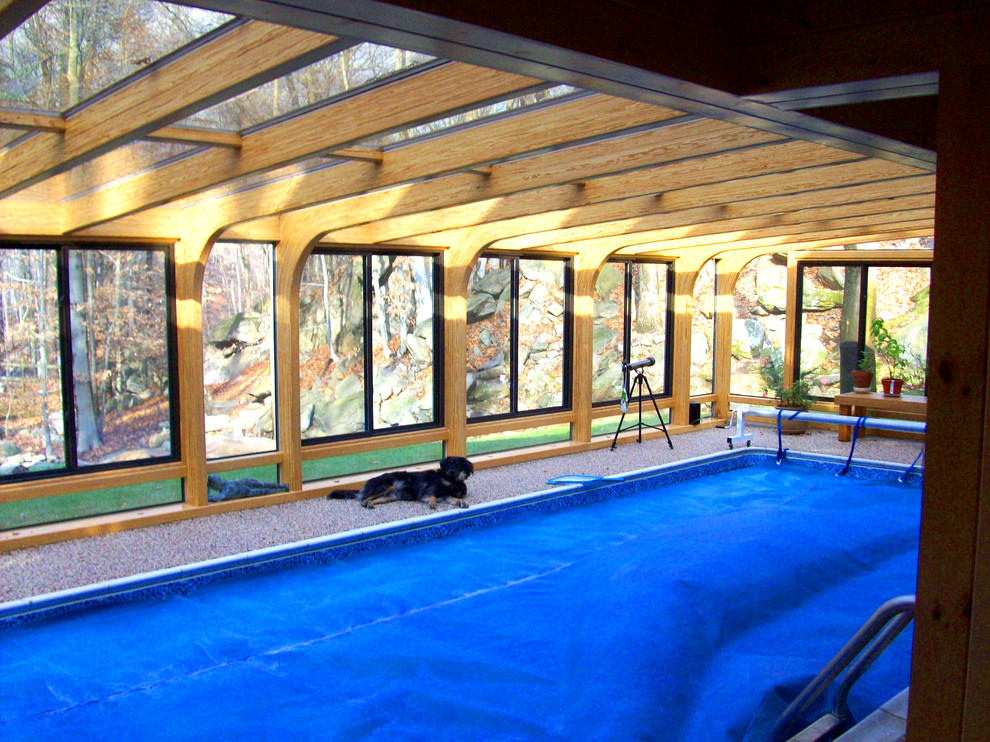 Sunroom housing a large lap pool - Contemporary - Pool - New York - by ...