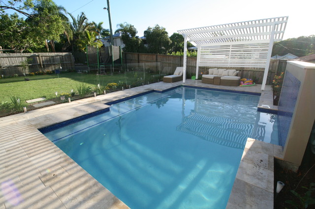 Swimming pool and backyard landscape ASHGROVE - Contemporary - Pool ...