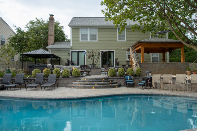 Swimming Pool Pavilion Outdoor Kitchen Patio Pool Deck Fire Pit