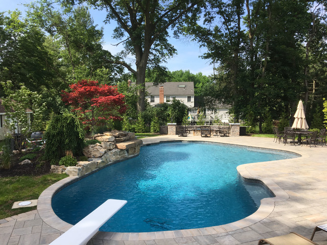 Swimming Pool with Diving Board and Waterfall feature - Fusion - Pools ...