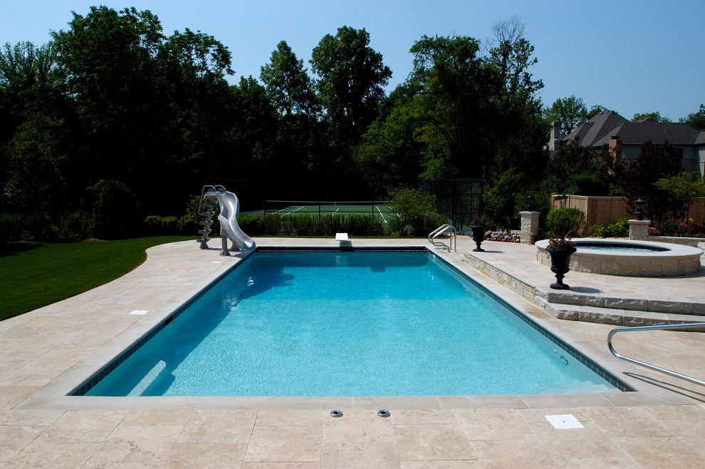 Swimming Pool with Separate Elevated Hot Tub - Traditional - Pool ...