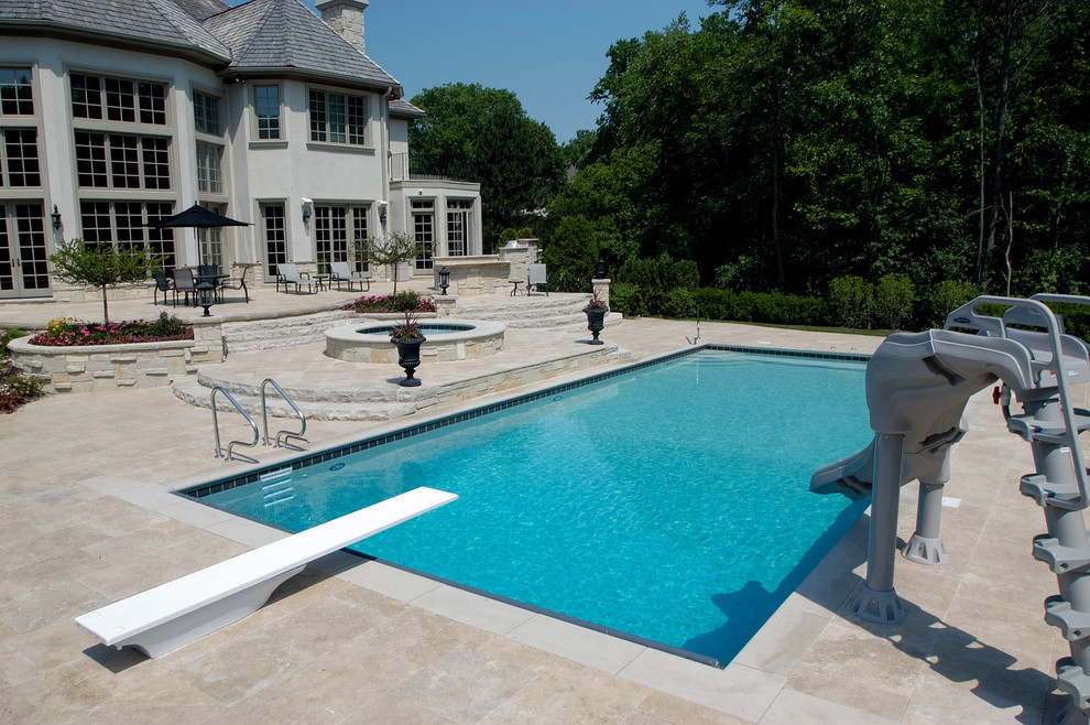 Swimming Pool with Separate Elevated Hot Tub - Traditional - Pool ...