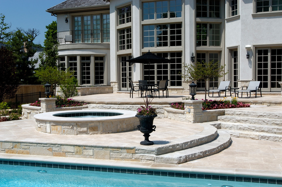 Swimming Pool with Separate Elevated Hot Tub - Traditional - Swimming ...