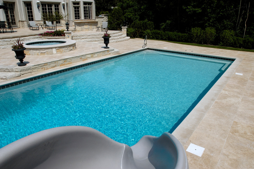 Swimming Pool with Separate Elevated Hot Tub - Traditional - Pool ...