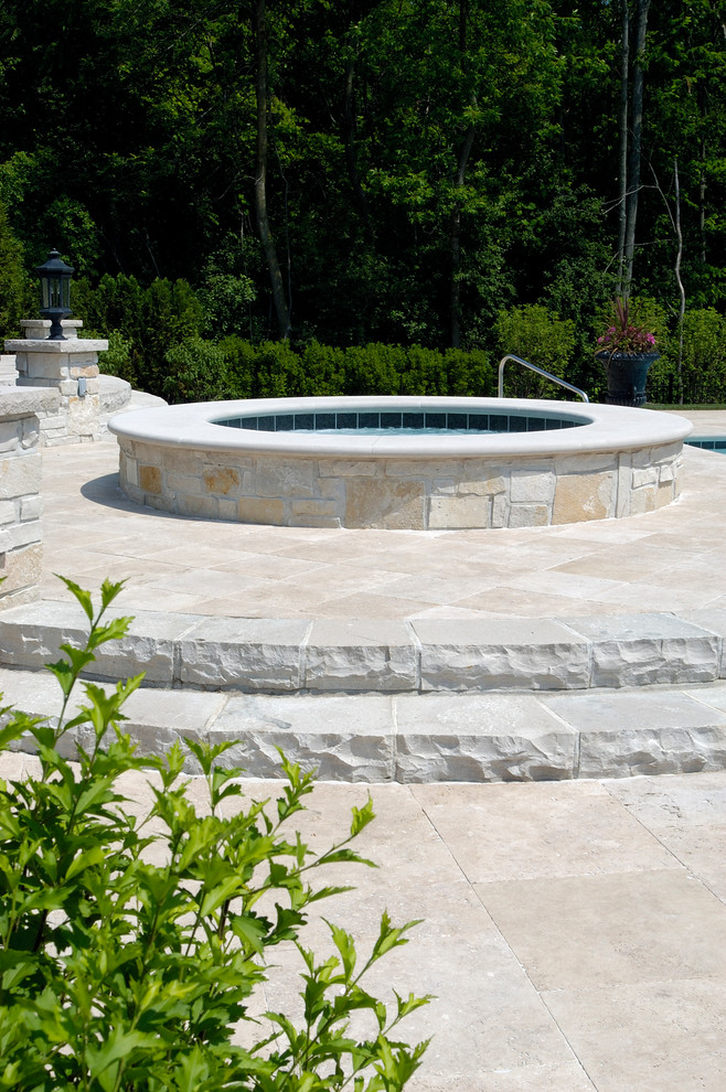 Swimming Pool with Separate Elevated Hot Tub - Traditional - Pool ...