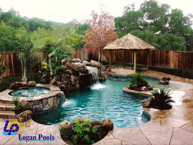 Swimming Pool with swim-up Bar - Tropical - Swimming Pool & Hot Tub ...