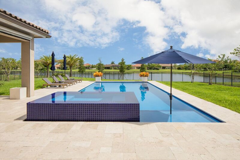Swimming Pool with Wet Edge Raised Spa in West Palm Beach, Florida ...