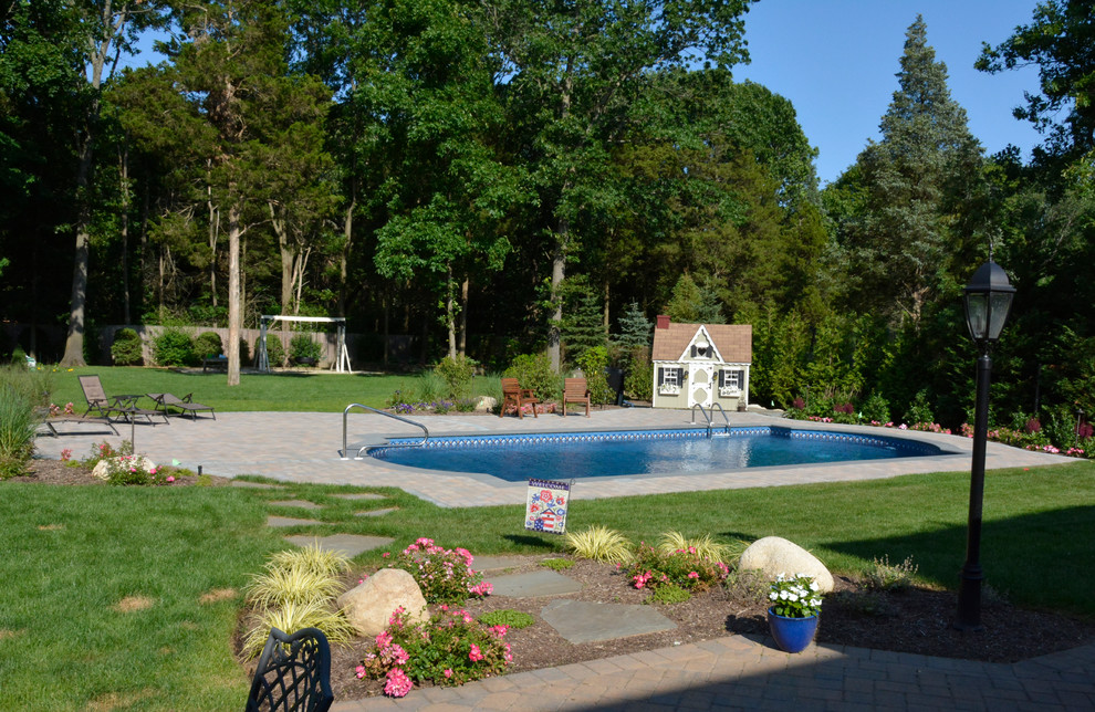 Syosset, New York, Back Yard Pool Design, Archbold - Traditional - Pool ...