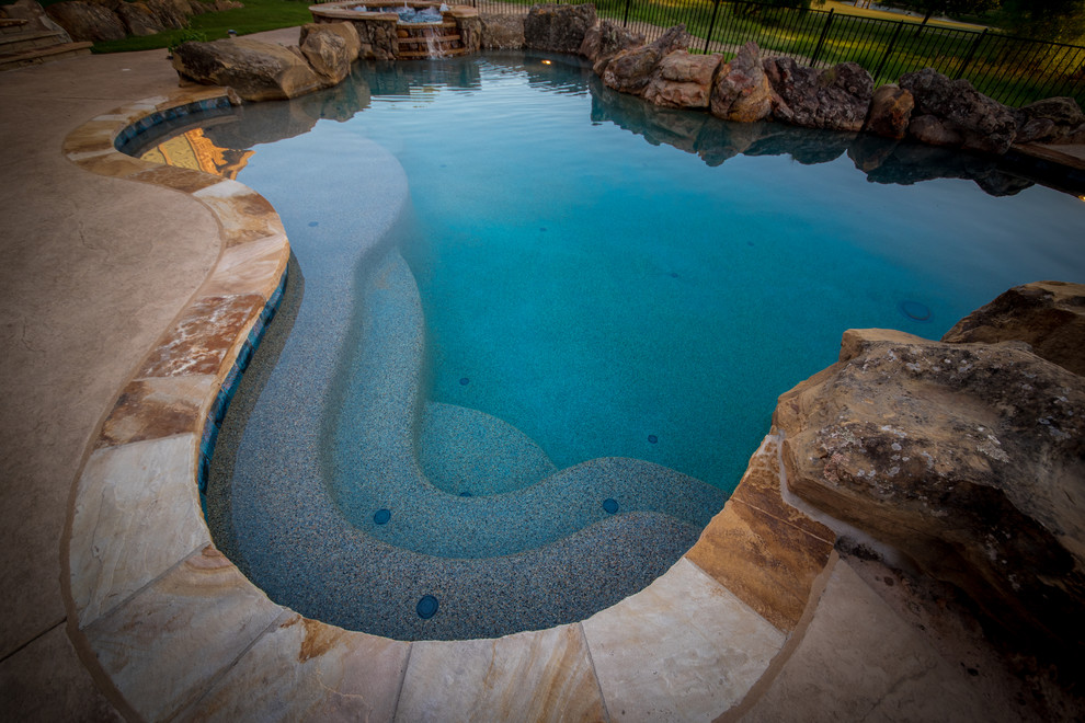 Tanning Ledge, Bench, and Stairs - Southwestern - Pool - Dallas - by ...