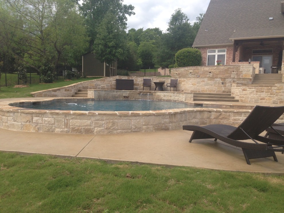 Terraced Landscape + Pool - Traditional - Pool - Dallas - by Parker ...
