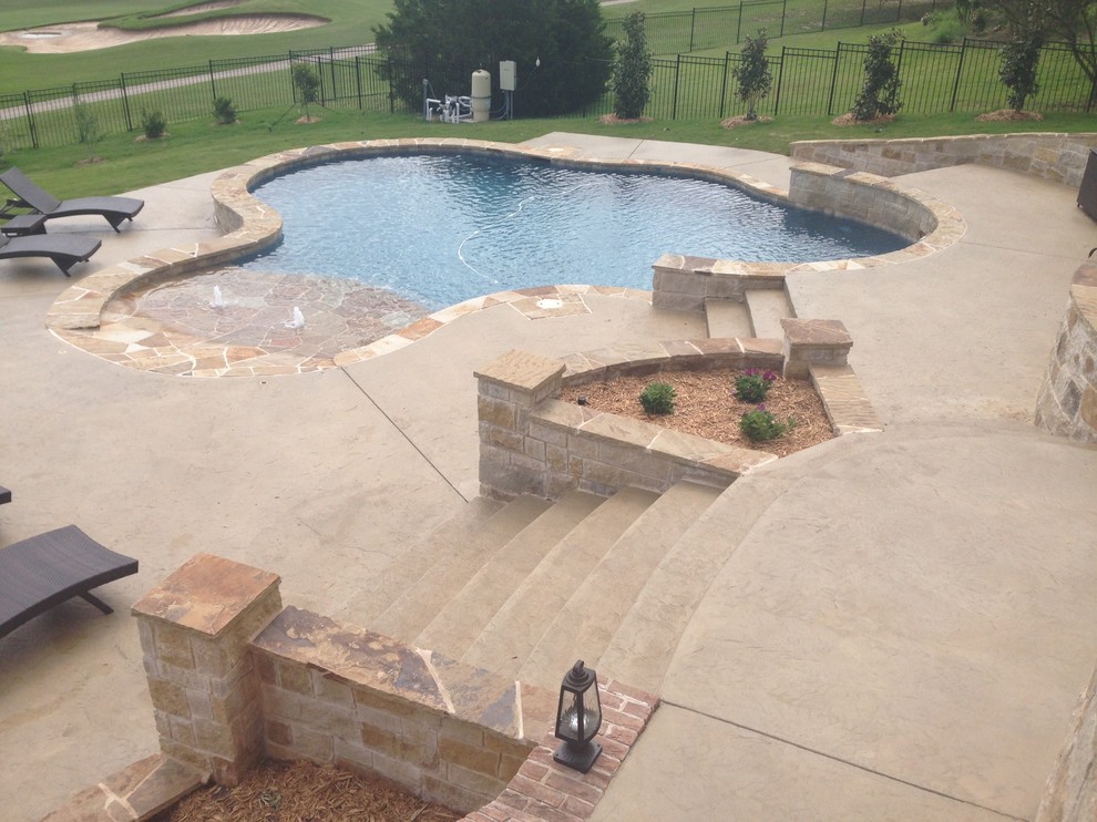 Terraced Landscape + Pool - Traditional - Pool - Dallas - by Parker ...