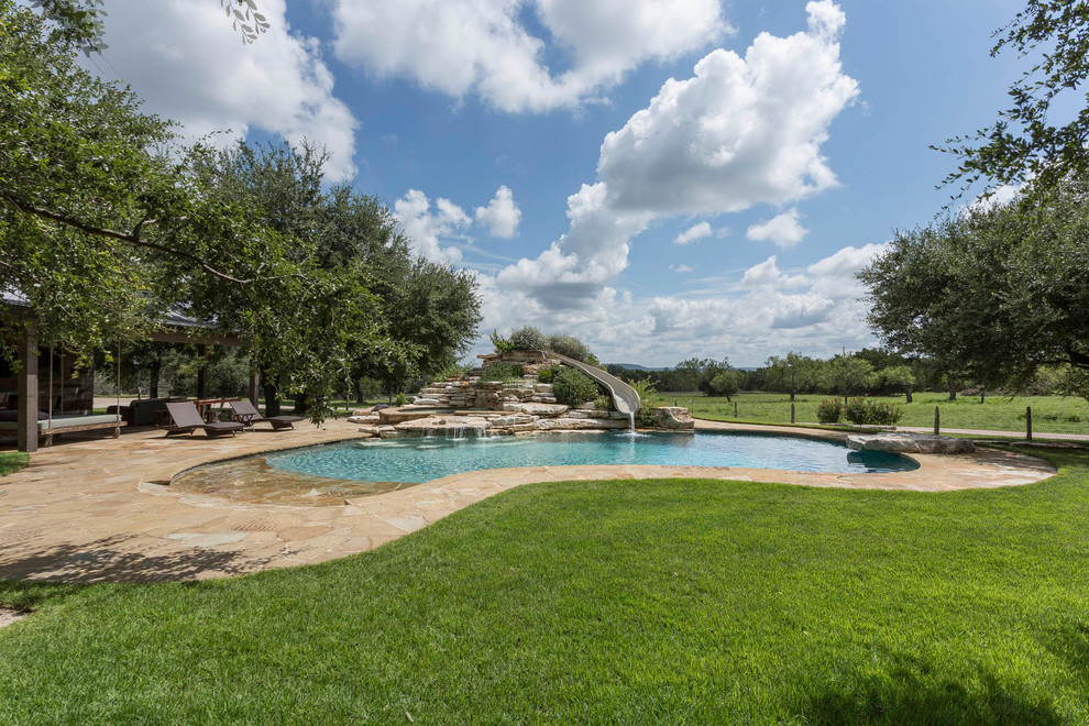 Texas Hill Country Ranch Pool with Water Slide - Pools - Austin - von ...
