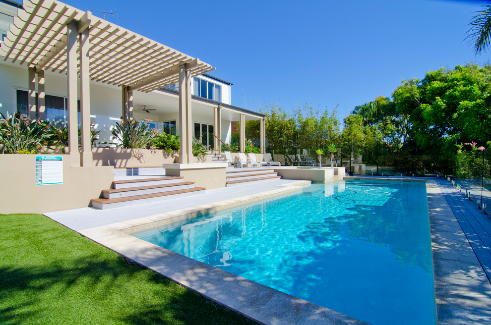 The Backyard Makeover - Contemporary - Swimming Pool & Hot Tub ...