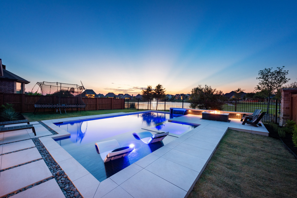 The Colony, TX - Modern Linear Pool and Fire Pit - Modern - Pool ...