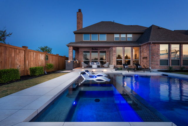 The Colony, TX - Modern Linear Pool and Fire Pit - Modern - Pool ...