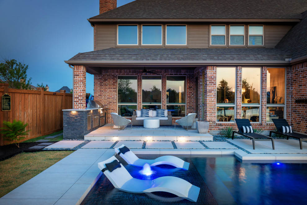 The Colony, TX - Modern Linear Pool and Fire Pit - Modern - Pool ...