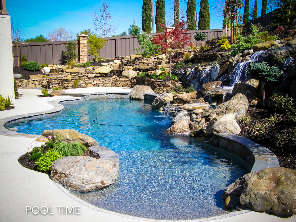 Tiered Rock Wall Water Feature - Contemporary - Pool - Sacramento - by ...