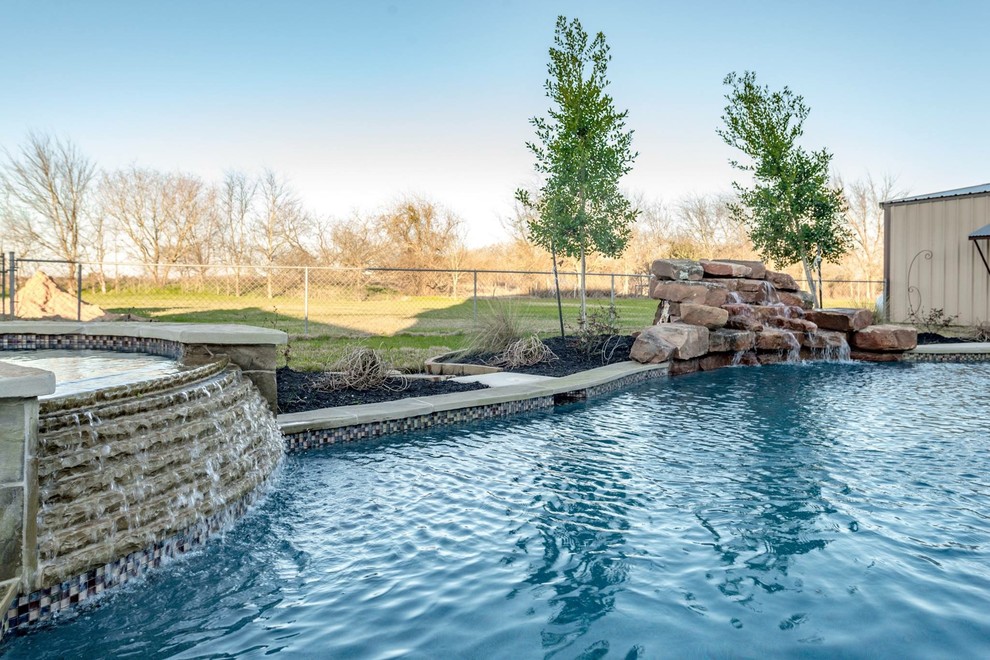 Tiered Spa Spillover and Rock Waterfall - Rustic - Pool - Austin - by ...