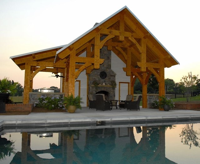 Timber Frame Pool Pavilion in Georgia - Montagne - Piscine - Nashville ...