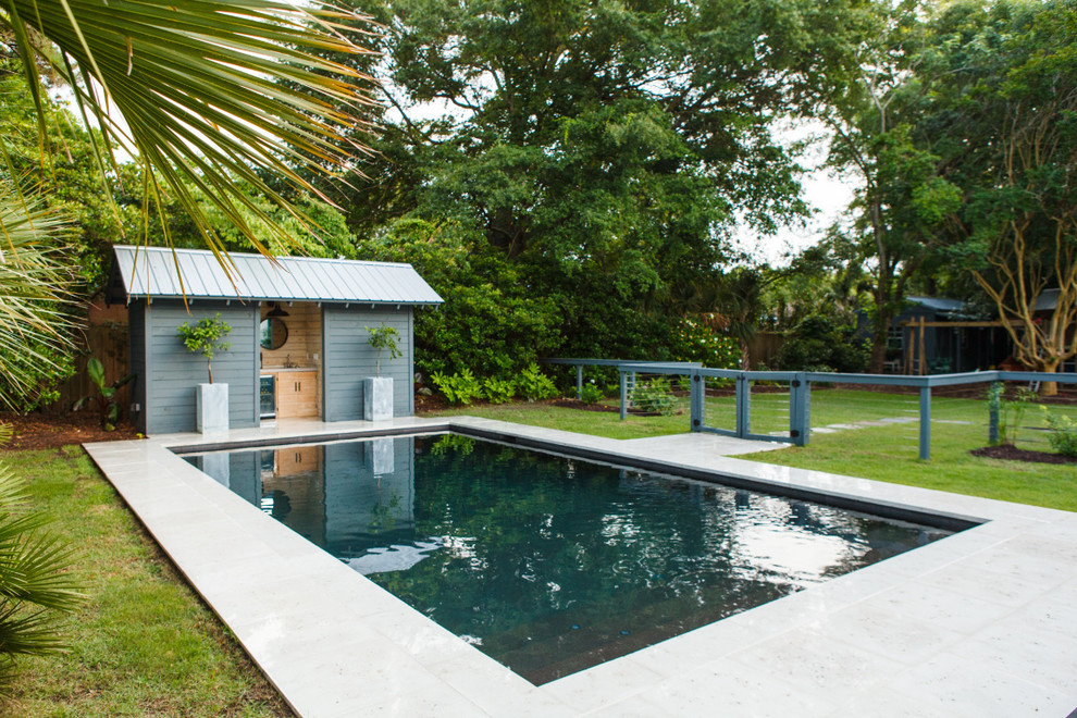 Tour a Backyard Pool Retreat in Charleston - Tropical - Pool ...