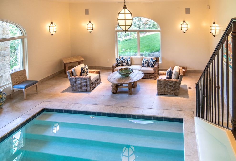 Euro Style Indoor Pool with Large Windows - Traditional - Pool - Denver ...