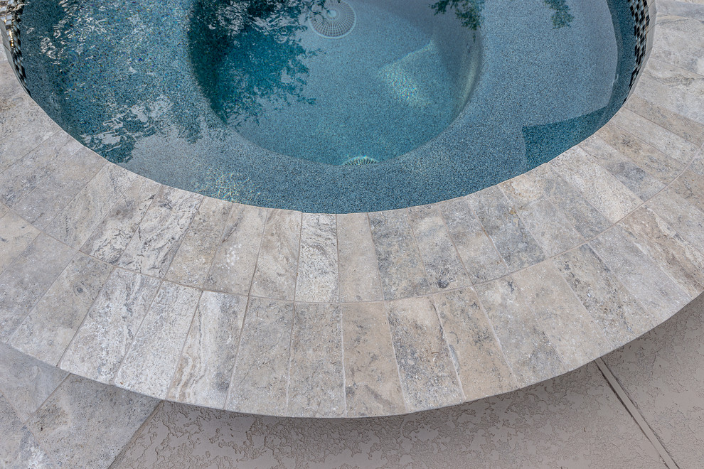 Travertine Coping - Tropical - Pool - Other - by Paradise Oasis Pools ...