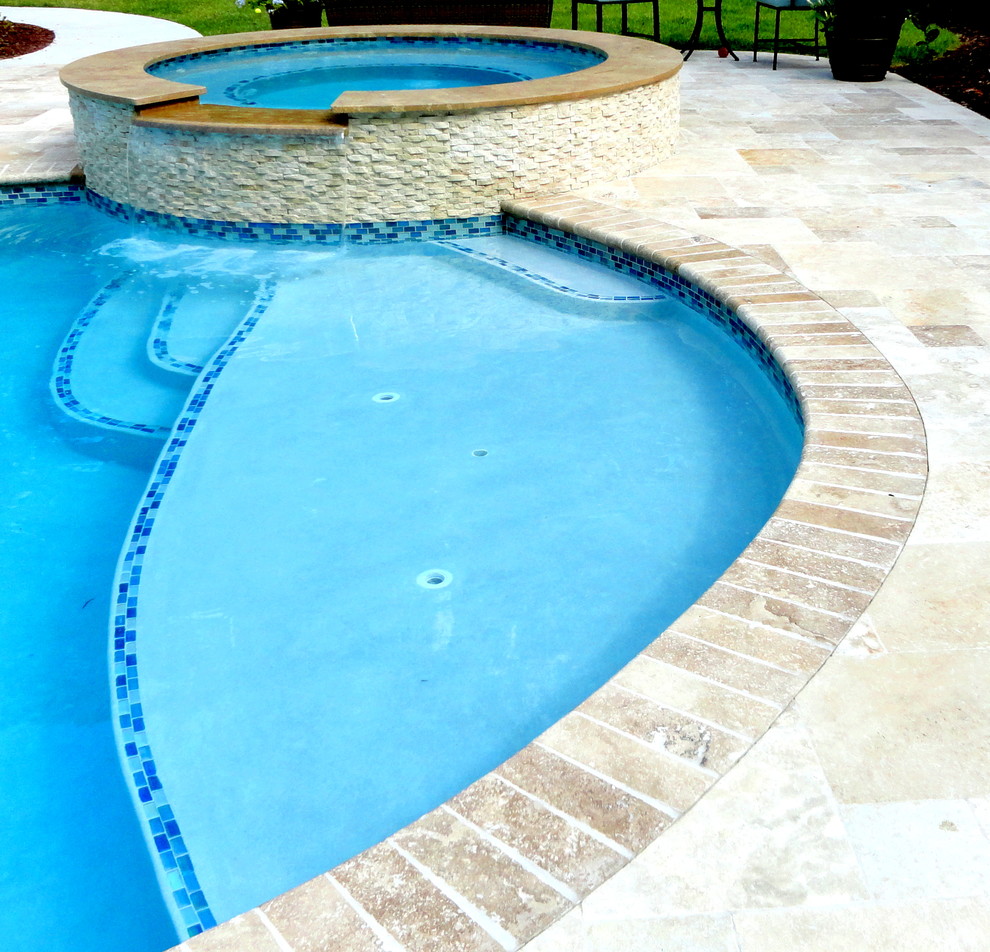 Travertine Pool - Tropical - Pool - Other - by User | Houzz
