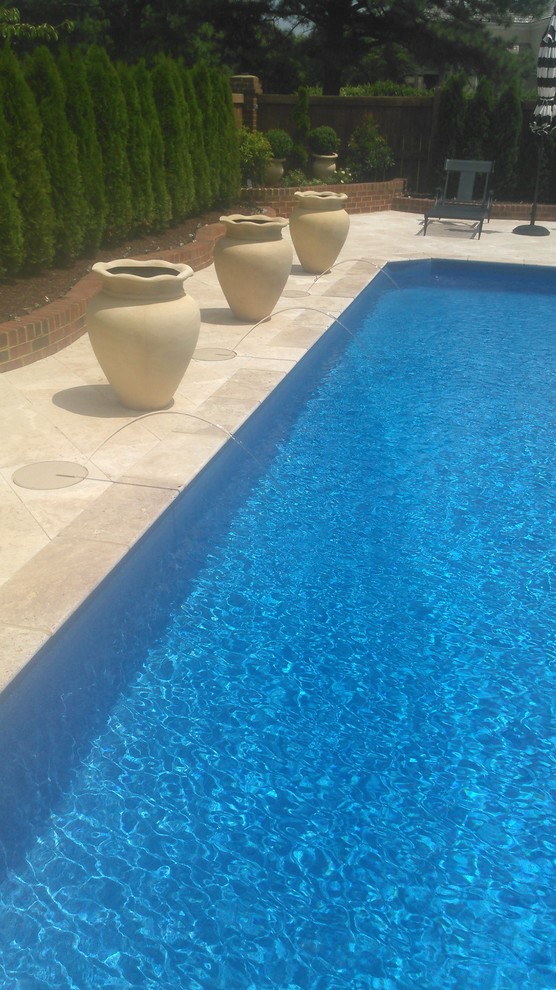 Travertine Pool Deck - Contemporary - Pool - Other - by Catalina Pools ...