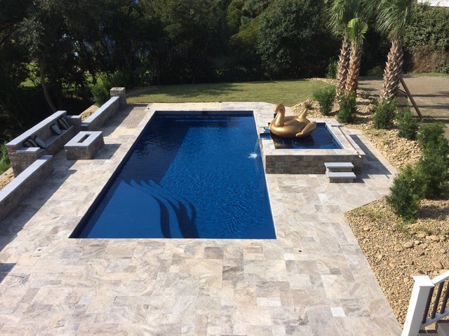 Travertine Pool deck installation - Contemporary - Pool - Other - by ...