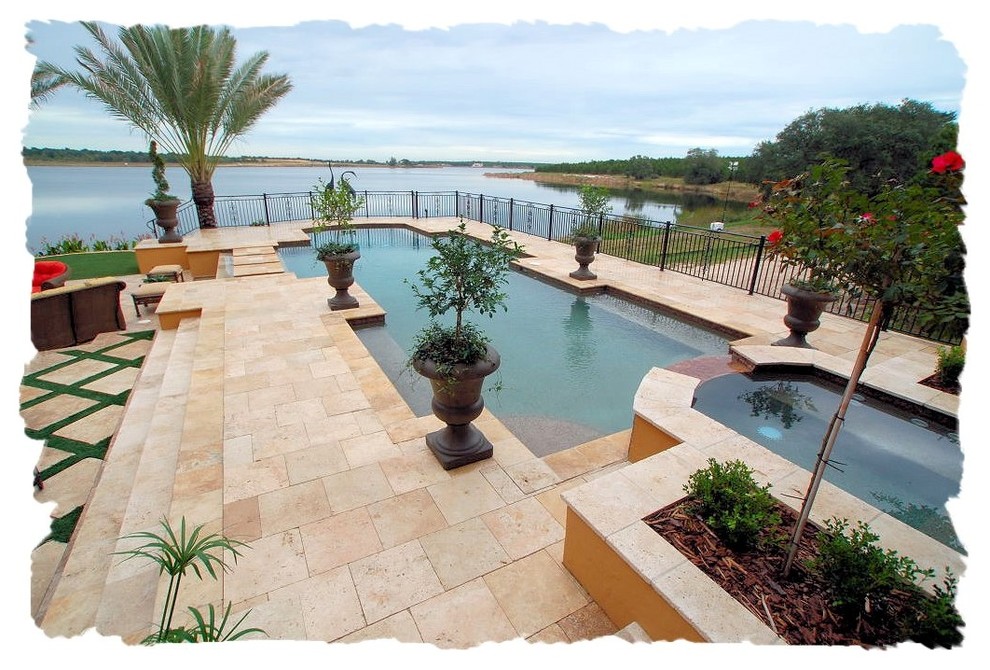 travertine pool decks - Mediterranean - Pool - Orlando - by Booths ...