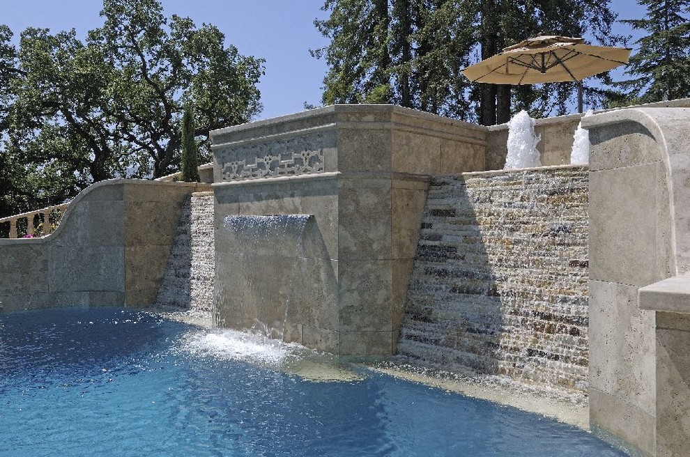 Travertine Pool Landscape - Mediterranean - Pool - San Francisco - by ...