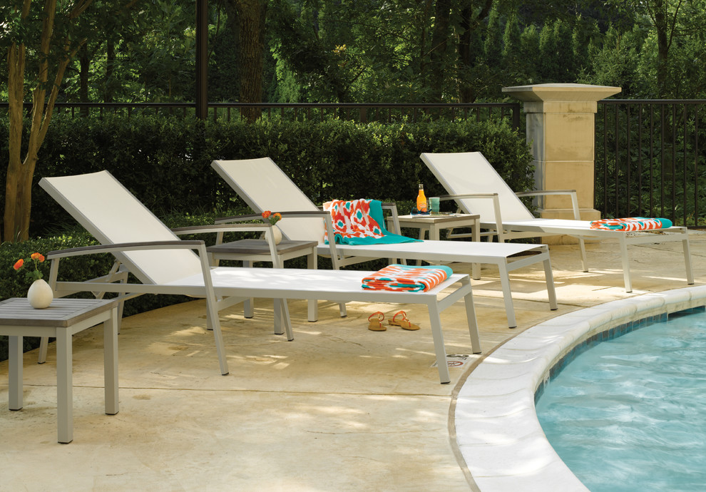 Travira Chaise Lounges with Vintage Tekwood Arms on Pool Deck - Pool ...