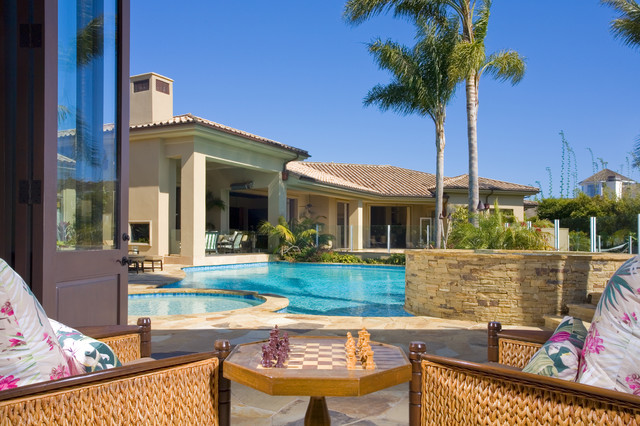 Troon-Pool House View - Tropical - Swimming Pool & Hot Tub - Orange ...