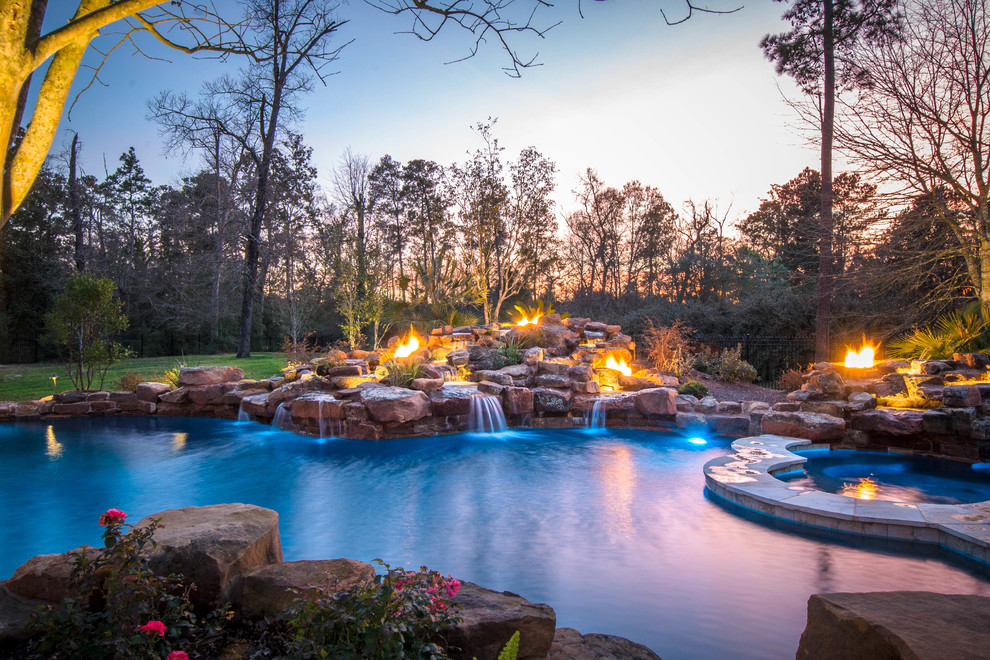 Tropical Lagoon with Fire - Tropical - Pool - Houston - by Mirror Lake ...