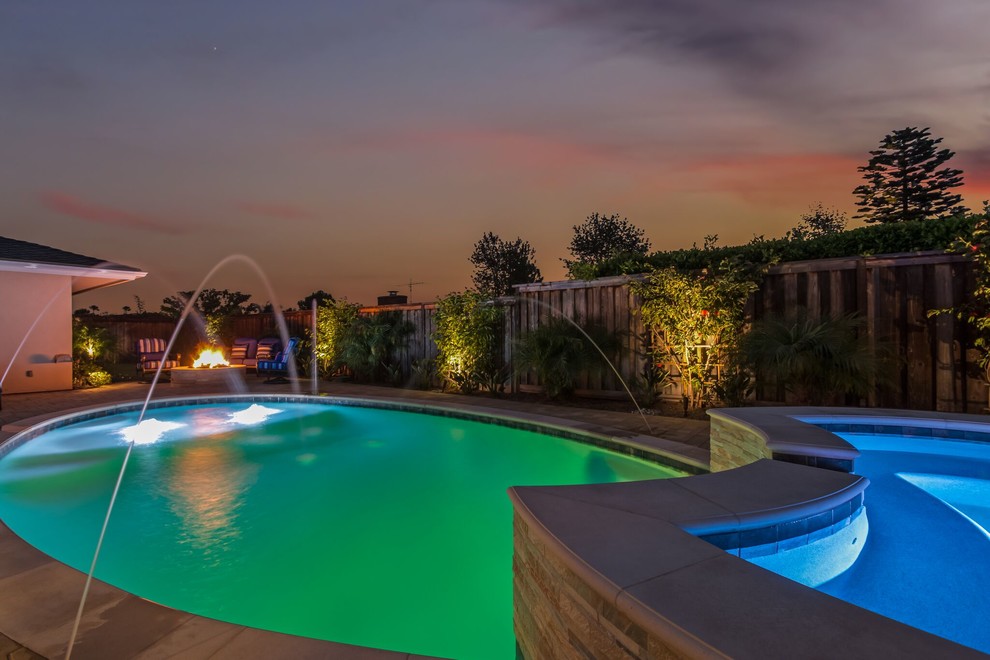 Twilight at Newport Beach Home - Transitional - Swimming Pool & Hot Tub ...
