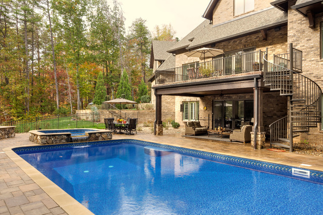 Two Story Deck Enjoyment & Water Oasis - Traditional - Pool - Charlotte ...