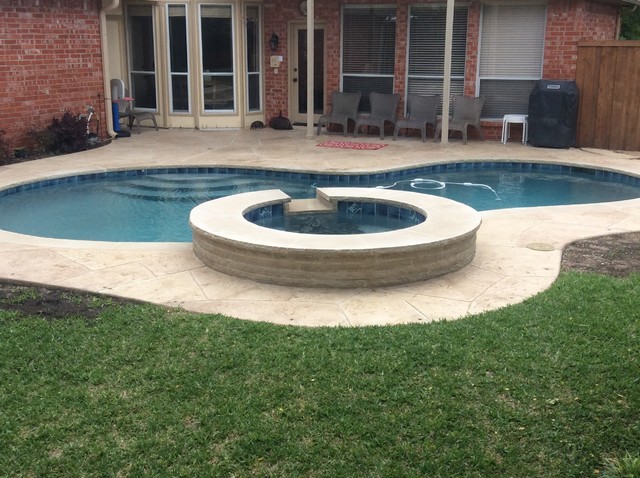 Update Spa with Brick Veneer and Waterline Tiles, Frisco, Texas ...